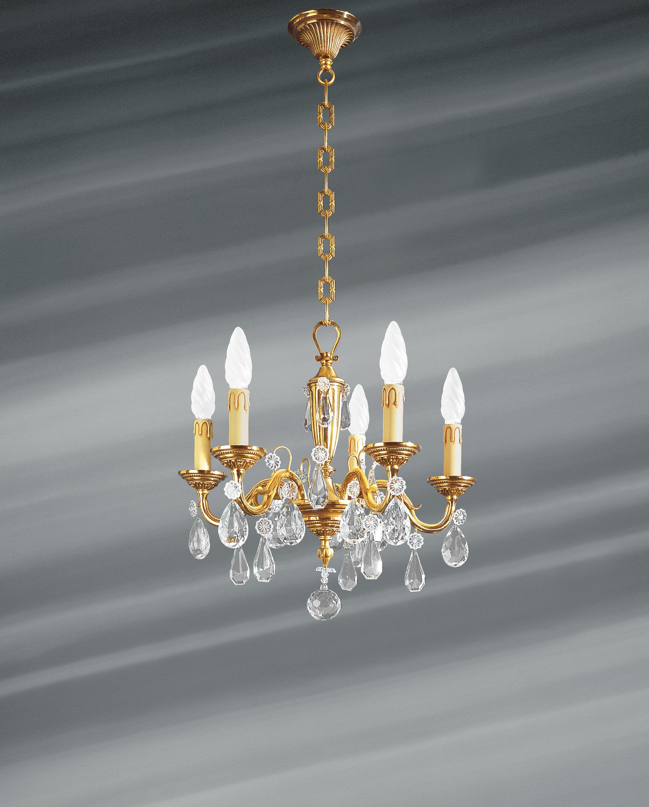 Lucien Gau 5-light pendant chandelier 16385 bis cristaux