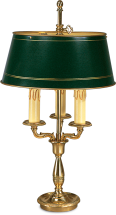 Lucien Gau Empire bronze lamp Bouillotte with three lights with ...
