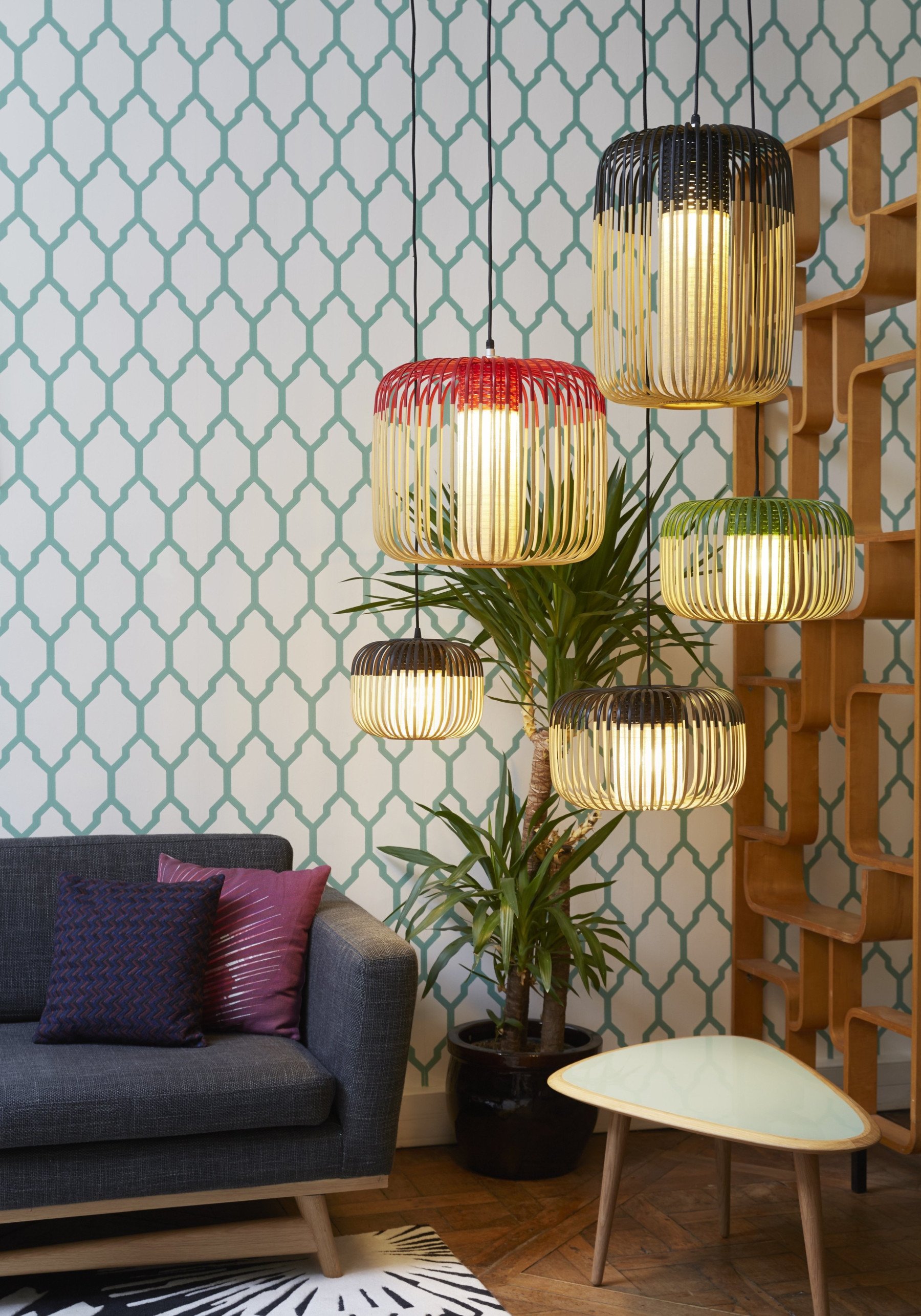 Bamboo L Pendant Light - Ø35cm H50cm - Bamboo & Metal