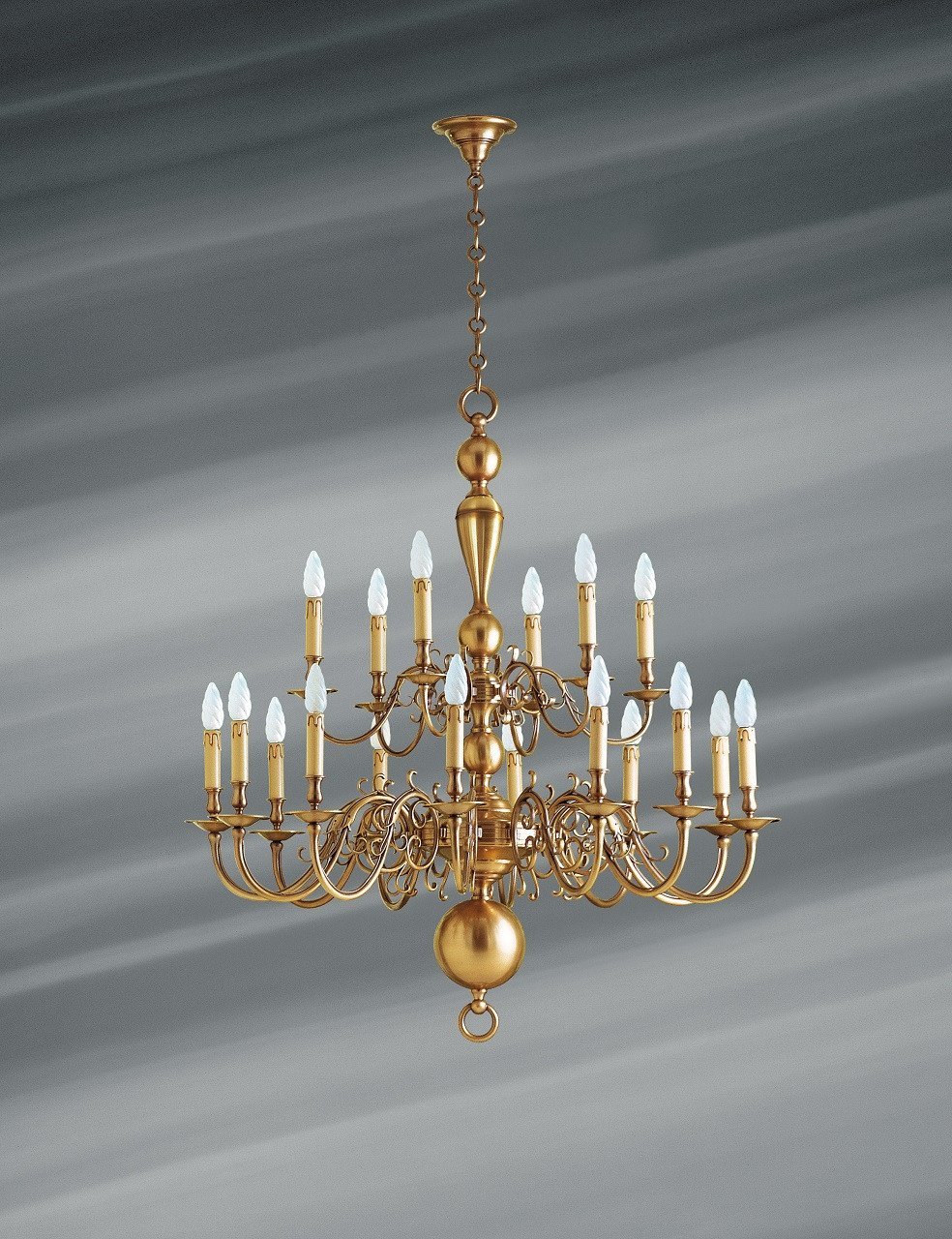 Lustre en bronze Lucien Gau 14478 - Style hollandais - H 155 cm