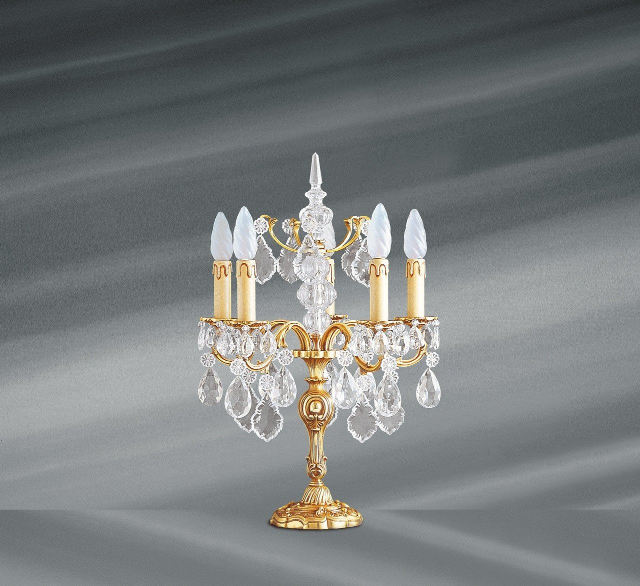 Lucien Gau Bohemian crystal lamp solid LouisXV bronze five light 15385 ...