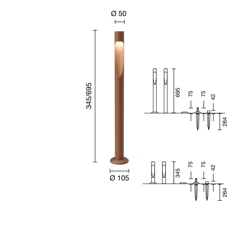 Flindt S Bollard - LED - Christian Flindt - H 34.8 cm, ⌀ 5 cm