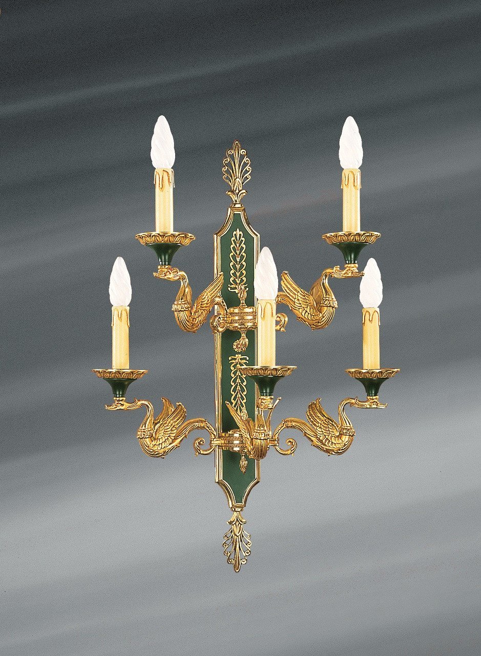 Lucien Gau green five-light Empire sconce 15035